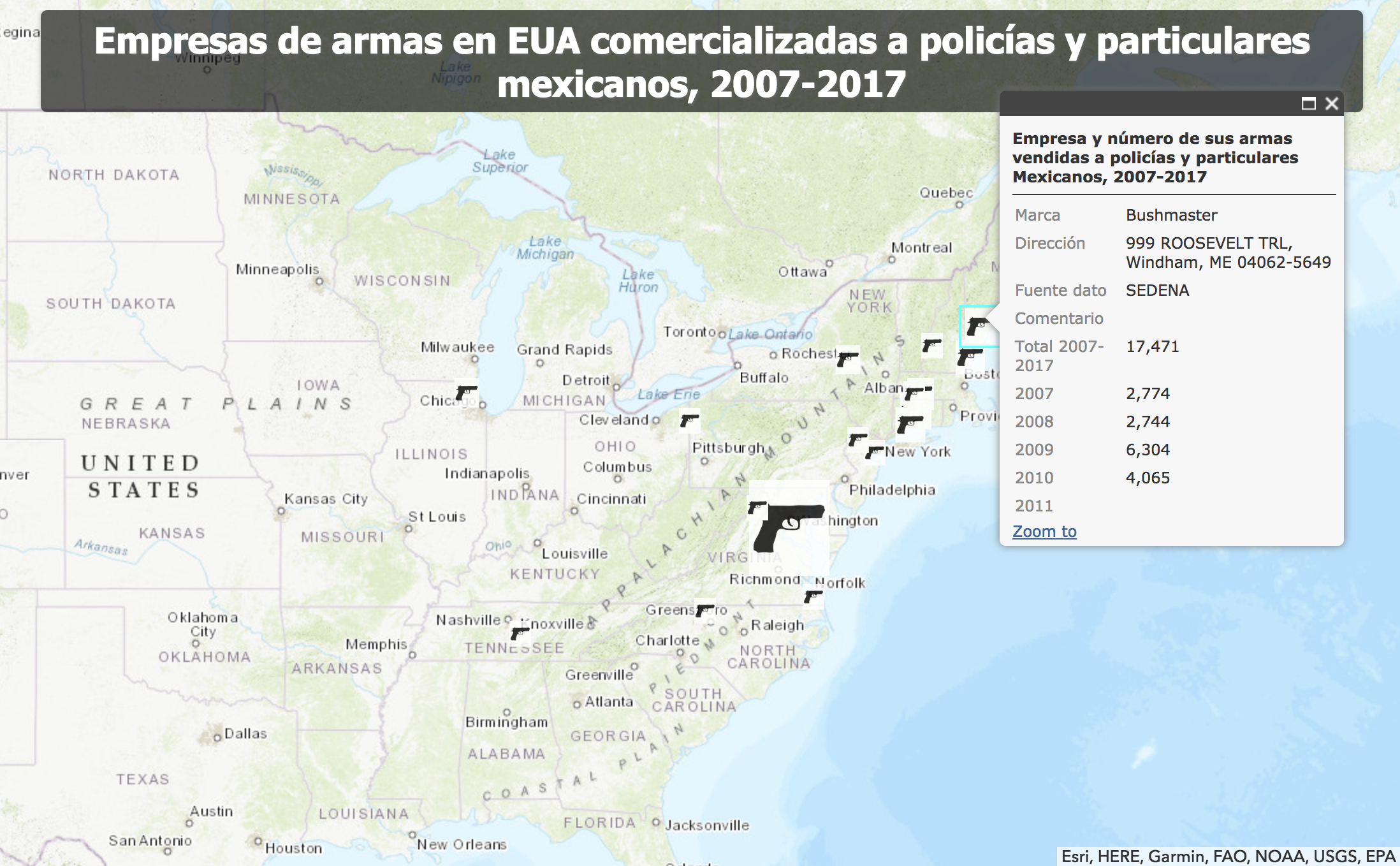 MapaEUAEmpresasArmasComercializadas2007.2017 – Stop US Arms to Mexico